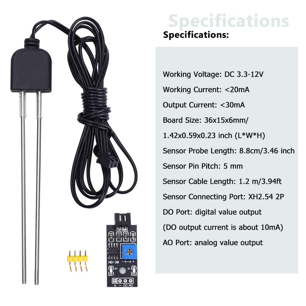 Soil Moisture Hygrometer Detection Humidity Sensor Module Corrosion Resistance Probe DC 3.3-12V ...